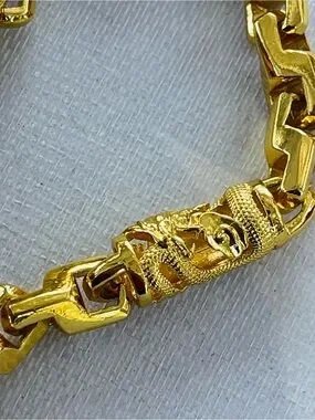 Accessories | Goldtone Dragon Link Man Bracelet | Poshmark